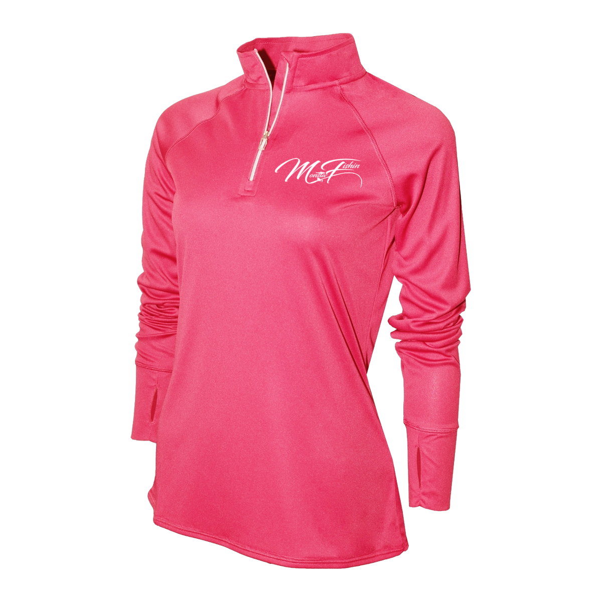 Ladies 1/4 Zip Performance (Neon Pink) | Monsta Apparel Company